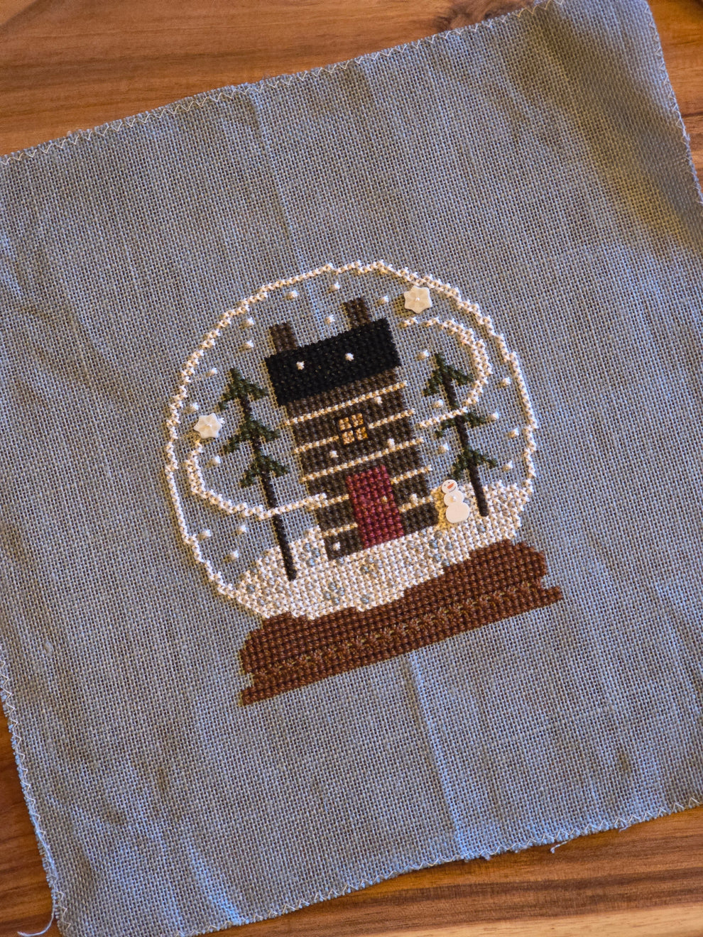 Bent Creek - Cabin in the Globe - Completed Cross Stitch – GATHER 'N ...